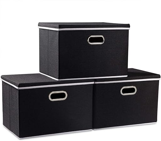 Amazon.com - PRANDOM Large Foldable Storage Boxes with Lids [3-Pack ...