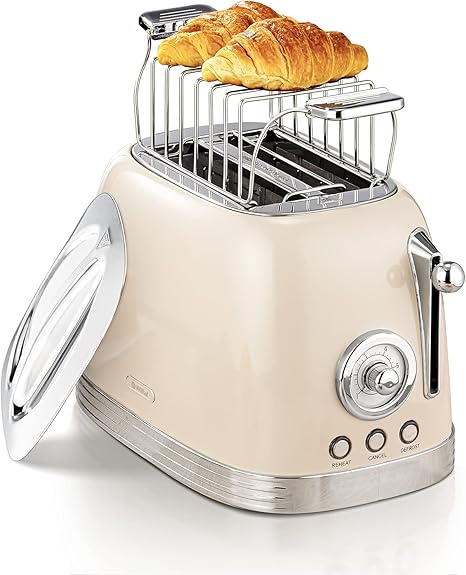 Wiltal Toaster 2 Scheiben, Retro, mit Brötchenaufsatz, mit Deckel aus ...