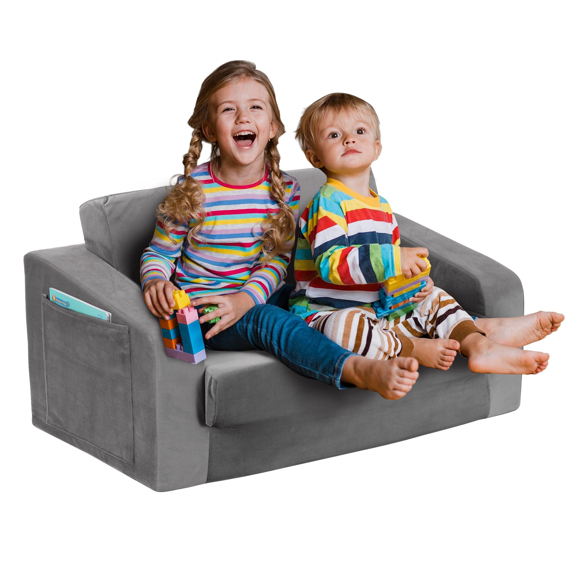 Amazon.com: Deppon Kids Couch, Extra Wide 2-in-1 Toddler Sofa ...