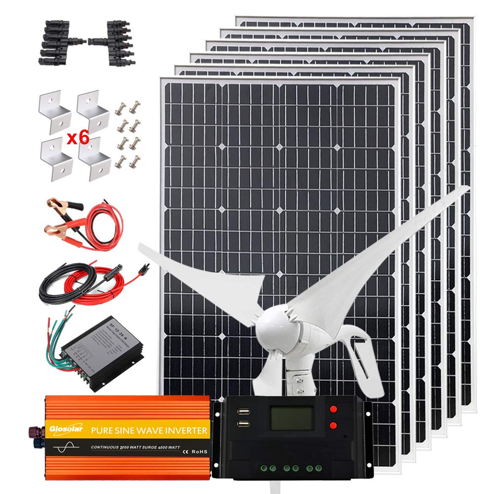 1000 Watt Solar Wind Power System 12V with 2000W Inverter:1x 400W Wind ...