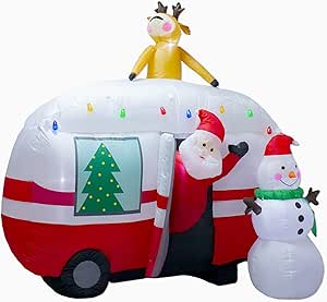 Amazon.com: luxfcup 8FT Christmas Inflatable Santa Snowman Camper ...
