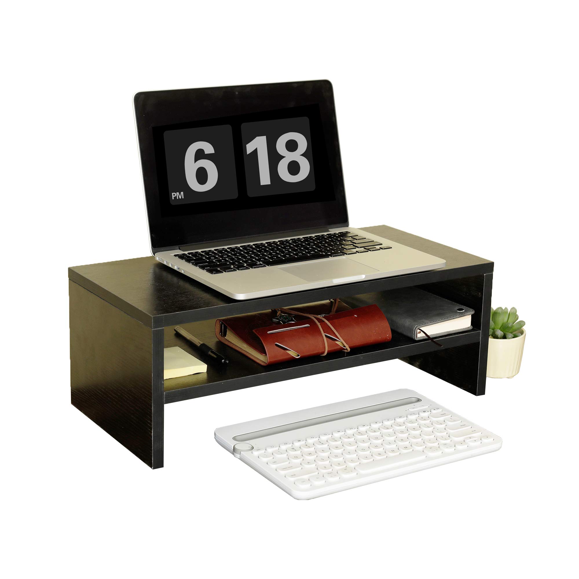 Buy TEAMIX 2 Tiers Wooden Desktop Monitor Stand Riser 20 Inch Printer ...