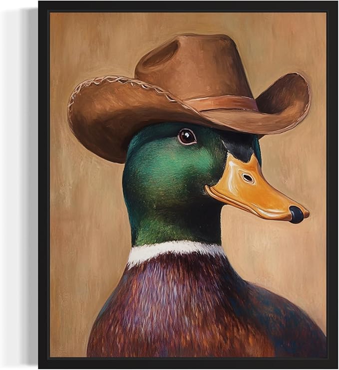 Amazon.com: Mallard Duck Cowboy Art Print Poster Wall Art, Western ...