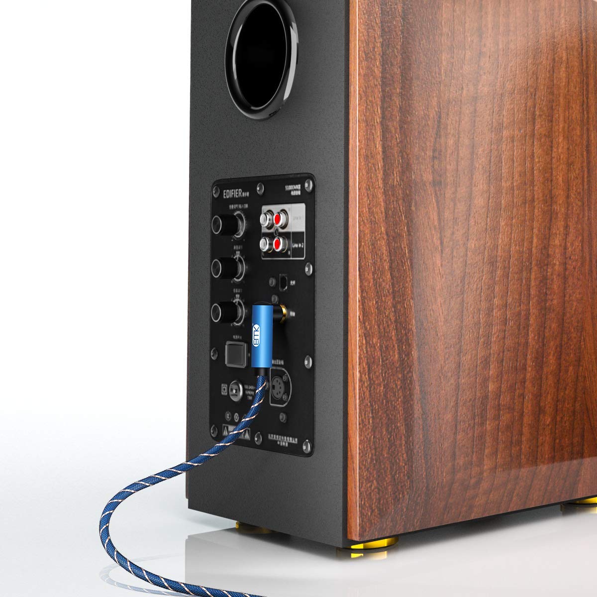 EMK Cable de subwoofer de 90 grados a 90 grados, cable RCA macho a ...