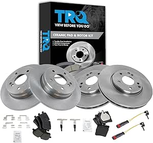 Amazon.com: TRQ Front and Rear Brake Pad & Rotor Kit Brake Pad Wear Sensor Brake Pads Brake ...