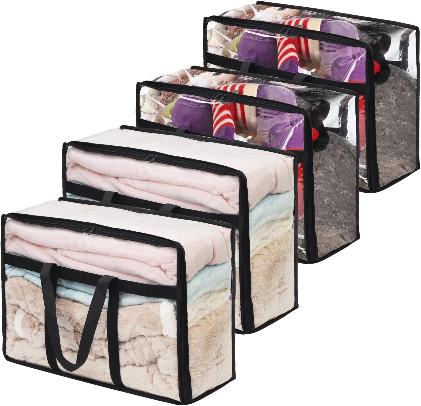 Amazon.com: Fixwal 4 Pack Clear Clothes Storage Bags Organizer, 60L ...