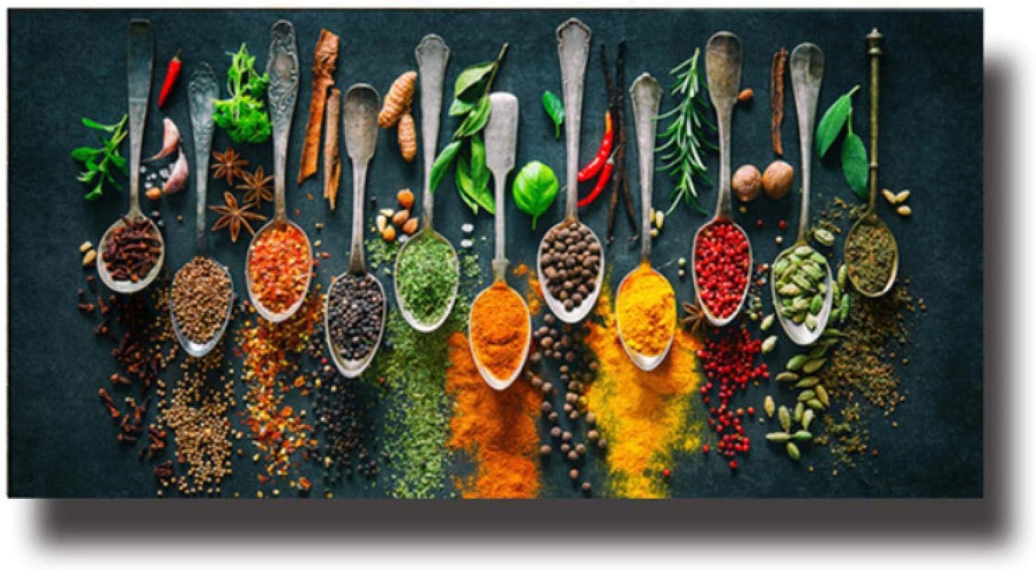 Abstract Printings Herbs and Spices for Cooking Kitchen Theme Canvas ...