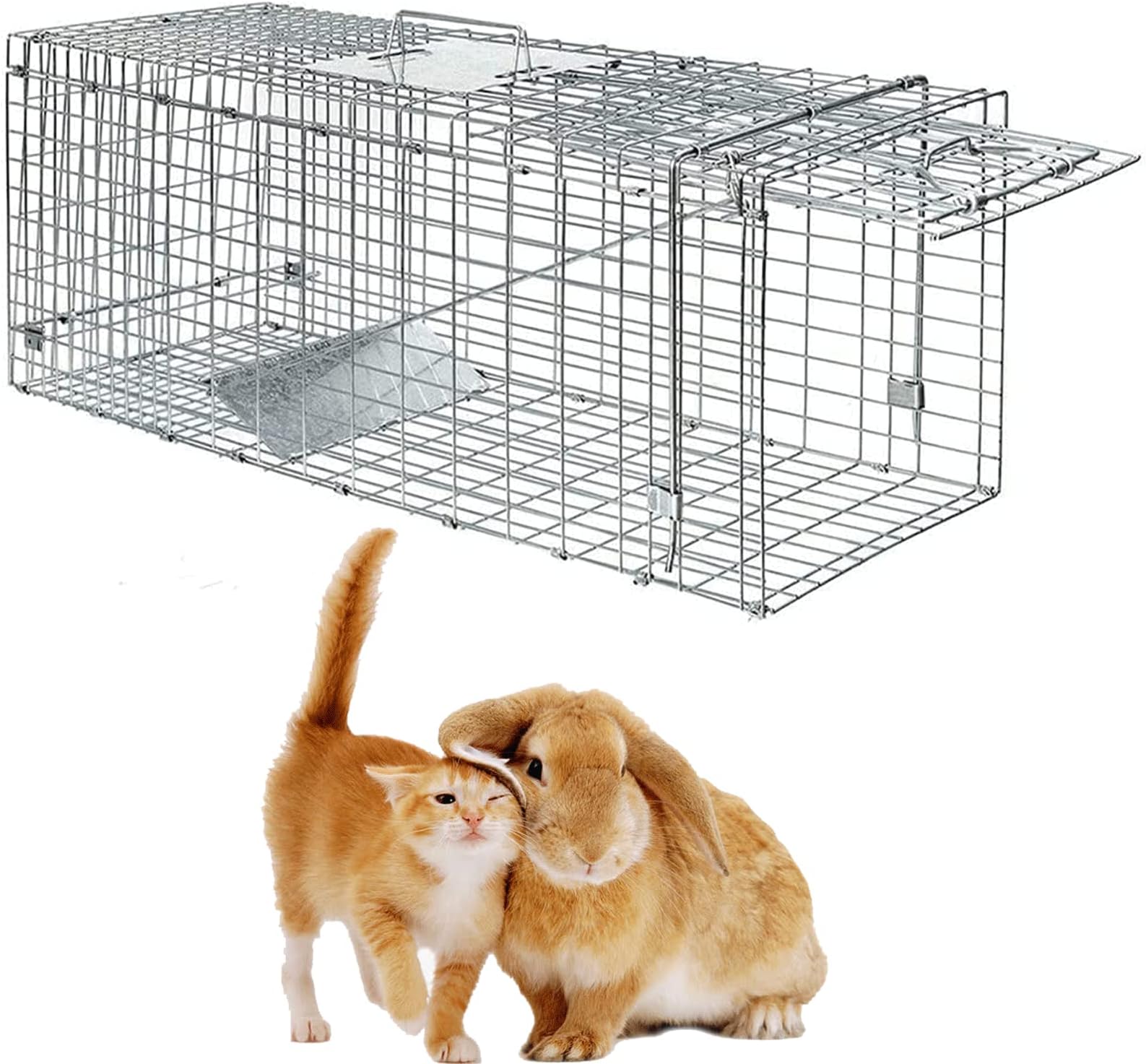 Amazon.com : 24" Animal Trap Humane Cat Trap for Stray Cats Heavy Duty ...