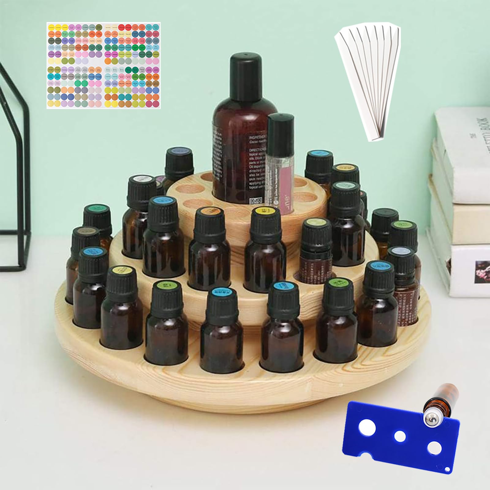 Amazon.com: AMZTEMU Essential oil holder, Wooden Essential oil kit ...