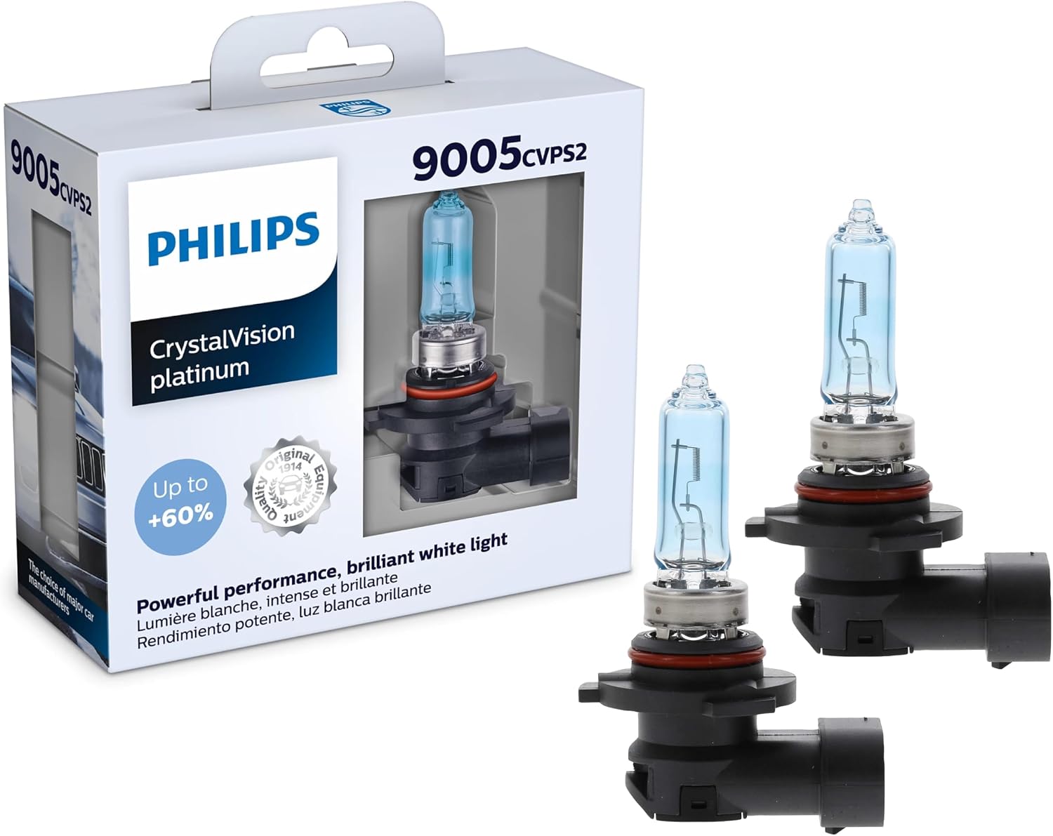 Philips 9005 CrystalVision Platinum Upgrade Headlight Bulb, Pack of 2 ...