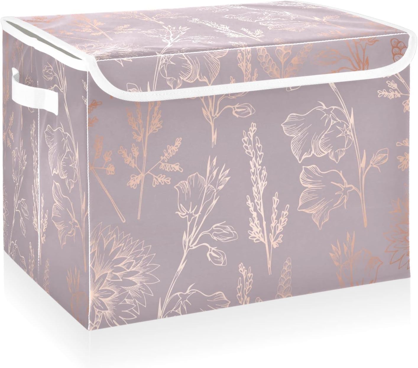 Amazon.com: CaTaKu Large Fabric Storage Bins With Lids,Rose Gold Floral ...