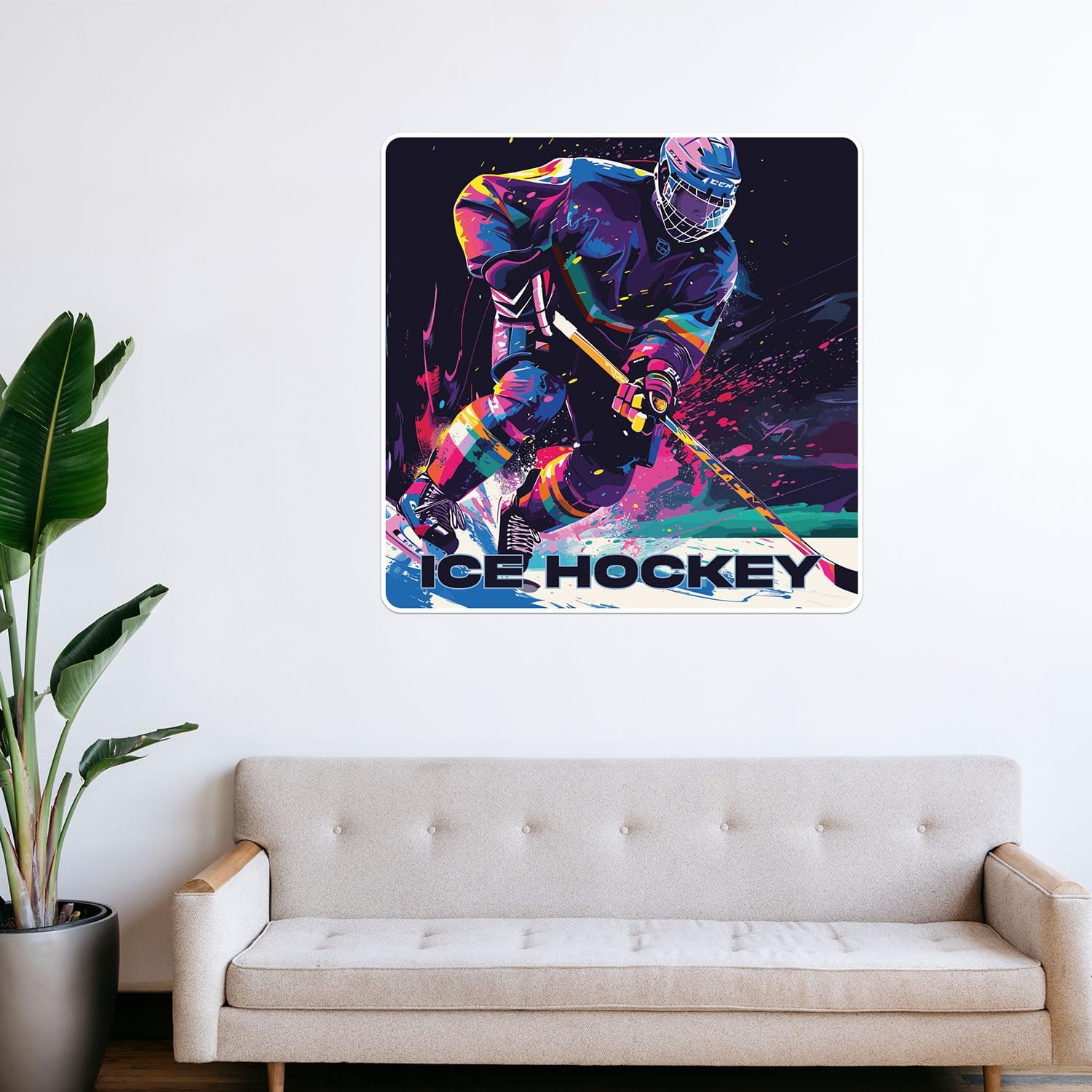 Amazon.com: Colorful Ice Hockey Wall Sticker - Art Mural Vinyl Decal ...