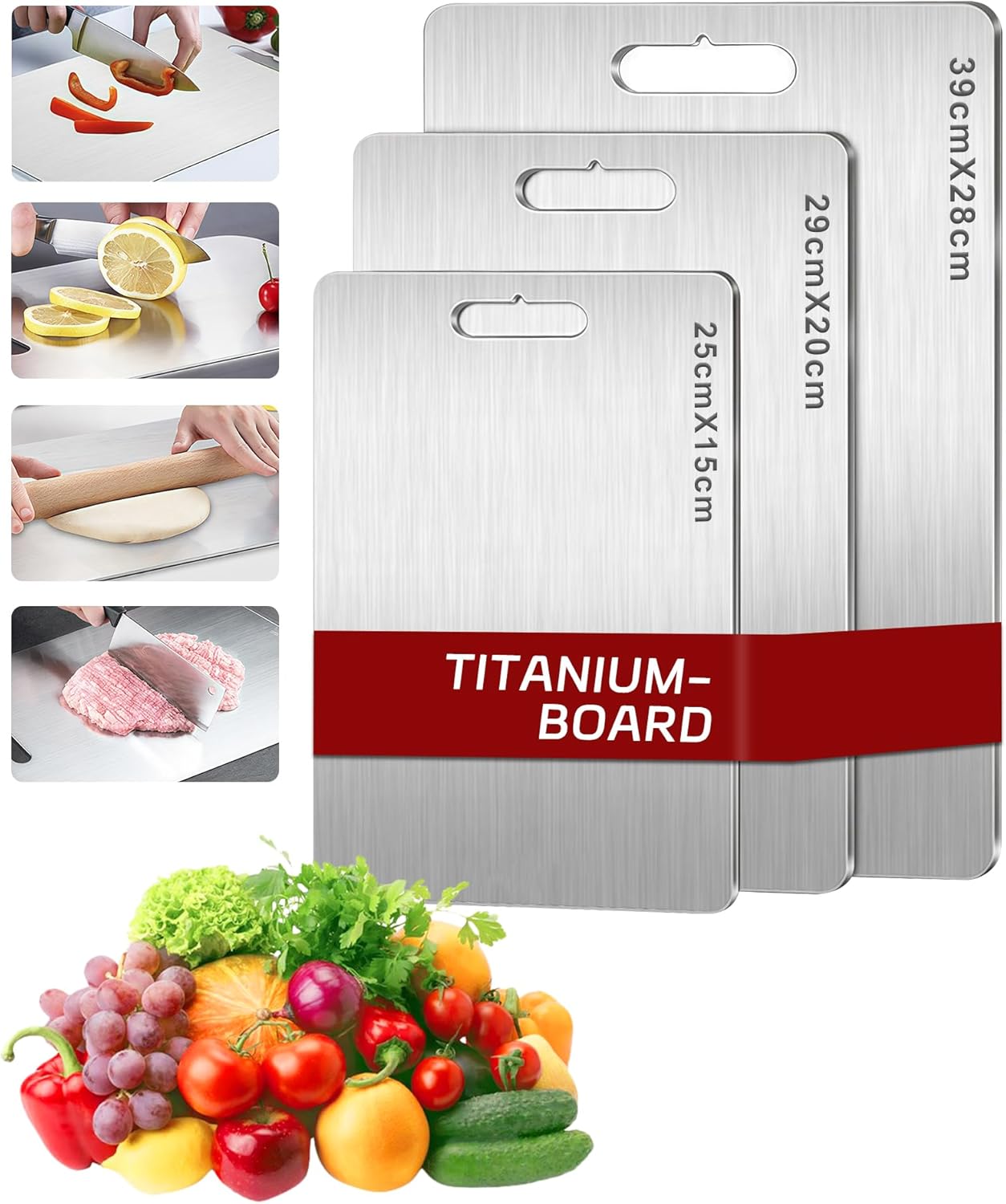 3 Pieces Titanium Chopping Board, S316 Chopping Board, Stainless Steel ...