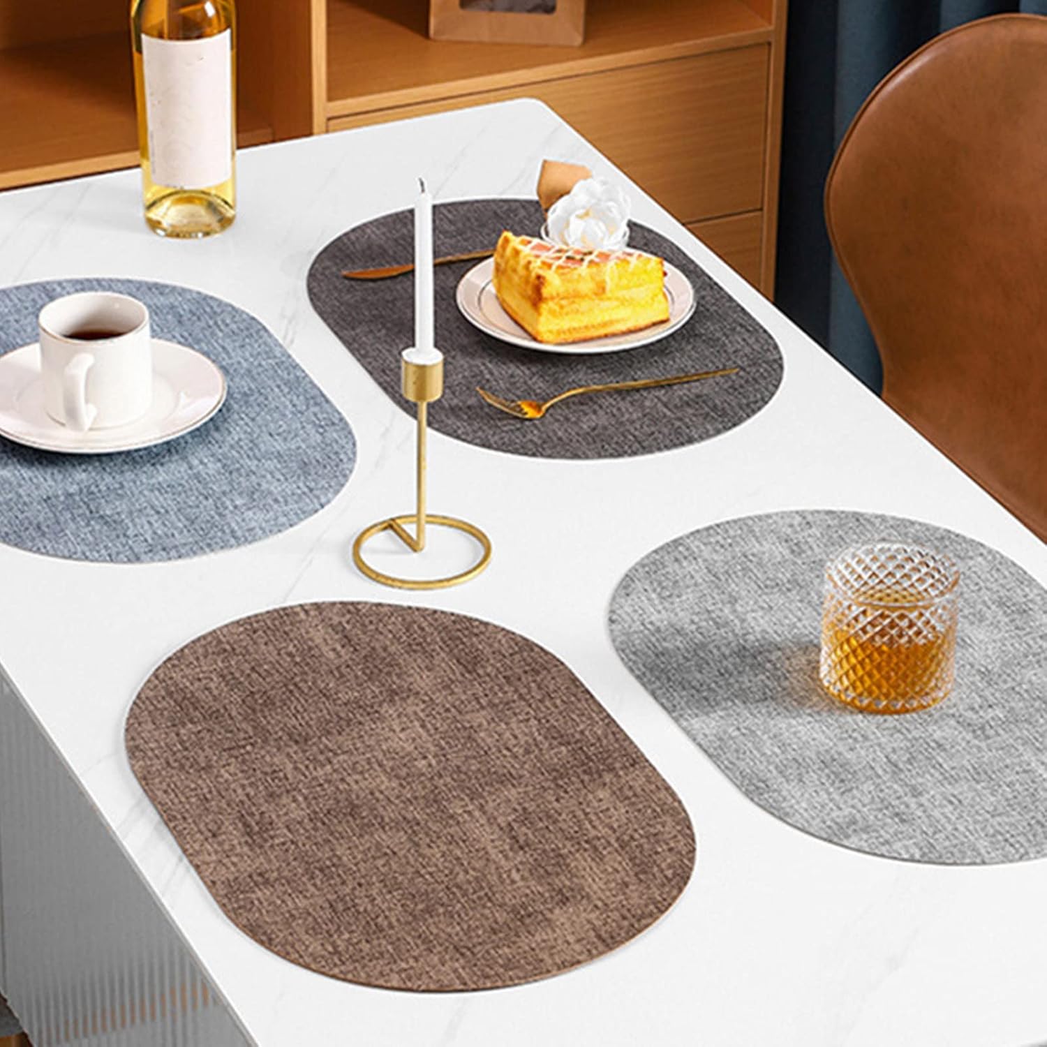 PU Leather Placemat Stain Resistant Table Mats Waterproof Easy to Clean ...