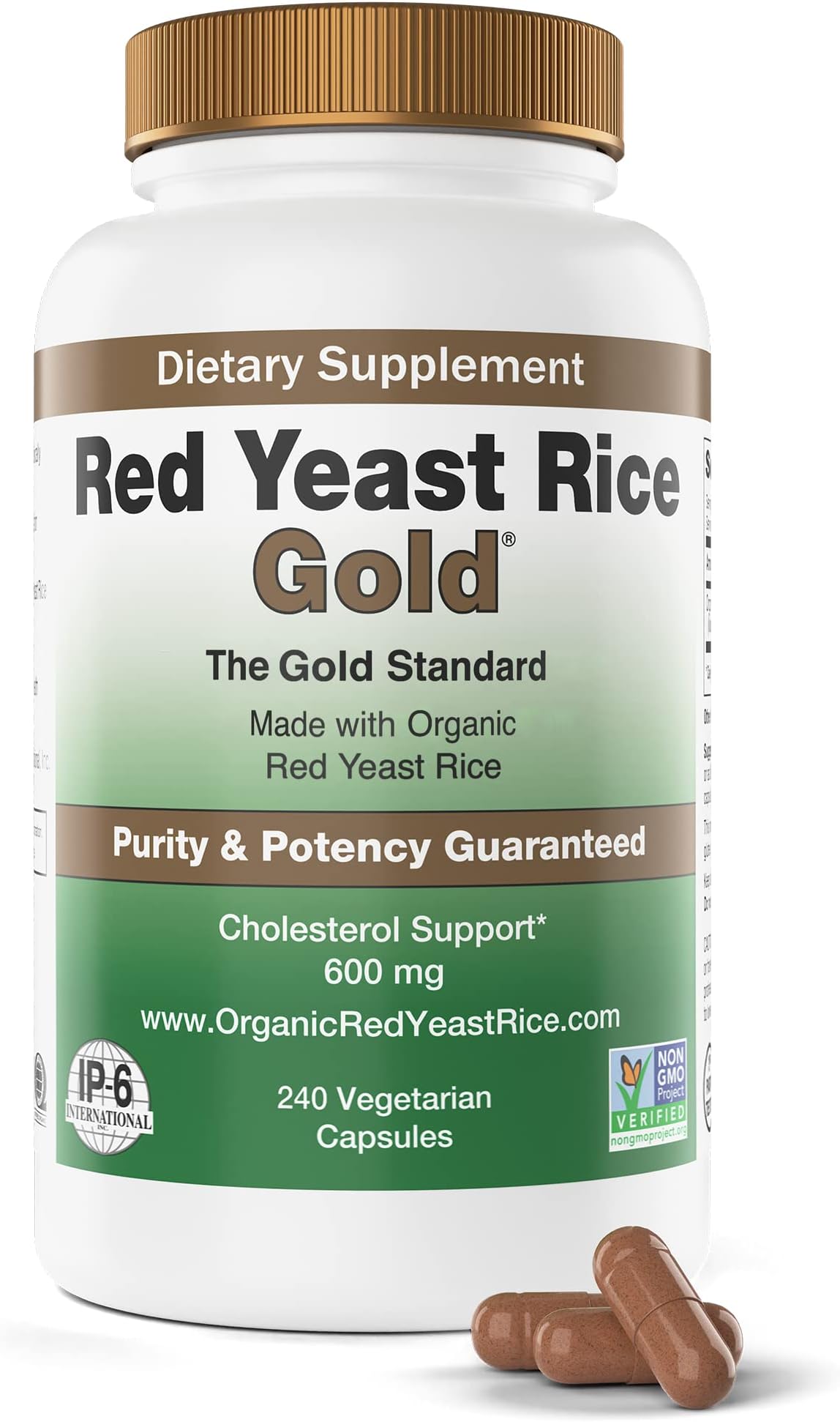 Amazon.com: Red Yeast Rice Gold, 600 mg of Organic Red Yeast Rice - IP6 ...
