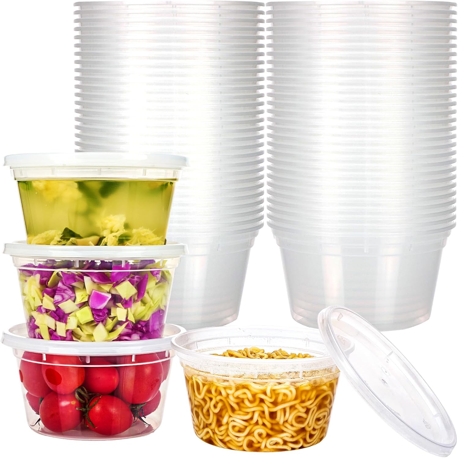 Amazon.com: Moretoes 60 Sets 12oz Plastic Deli Containers with Lids ...