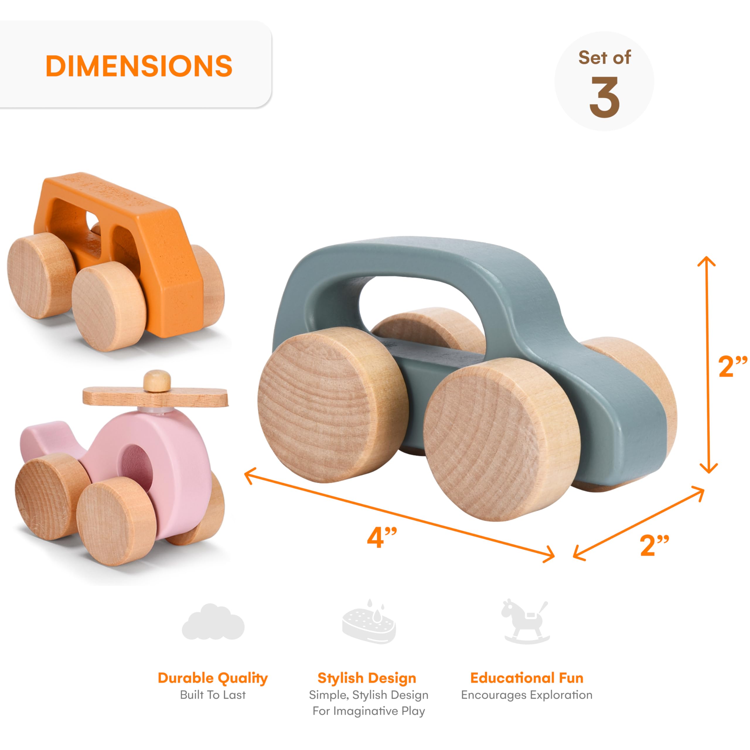 Snapklik.com : CHILDLIKE BEHAVIOR Wooden Cars For Toddlers 1-3 - Wood ...