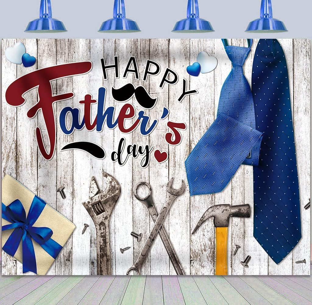 Amazon.com : BINQOO 8x6FT Father's Day White Wood Wall Backdrop Tie ...