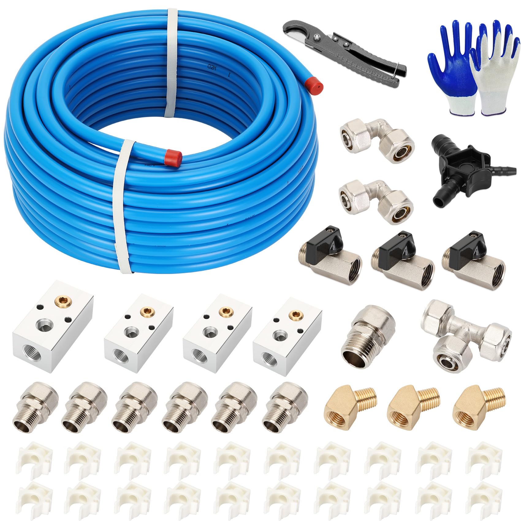 Howaoo Compressed Air Line Kit, 1/2 inch x 100 Feet, HDPE-Aluminum ...