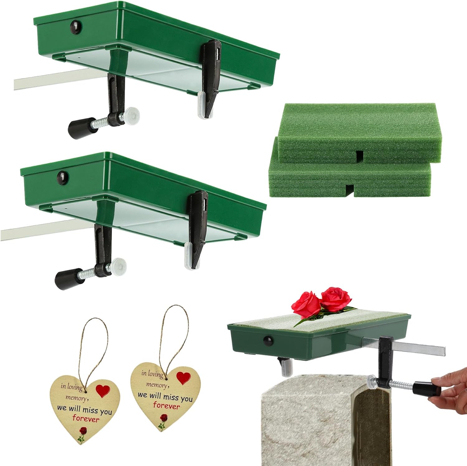 Amazon.com: ALL SPECIAL 2 Sets Cemetery Saddles for Grave Headstone ...