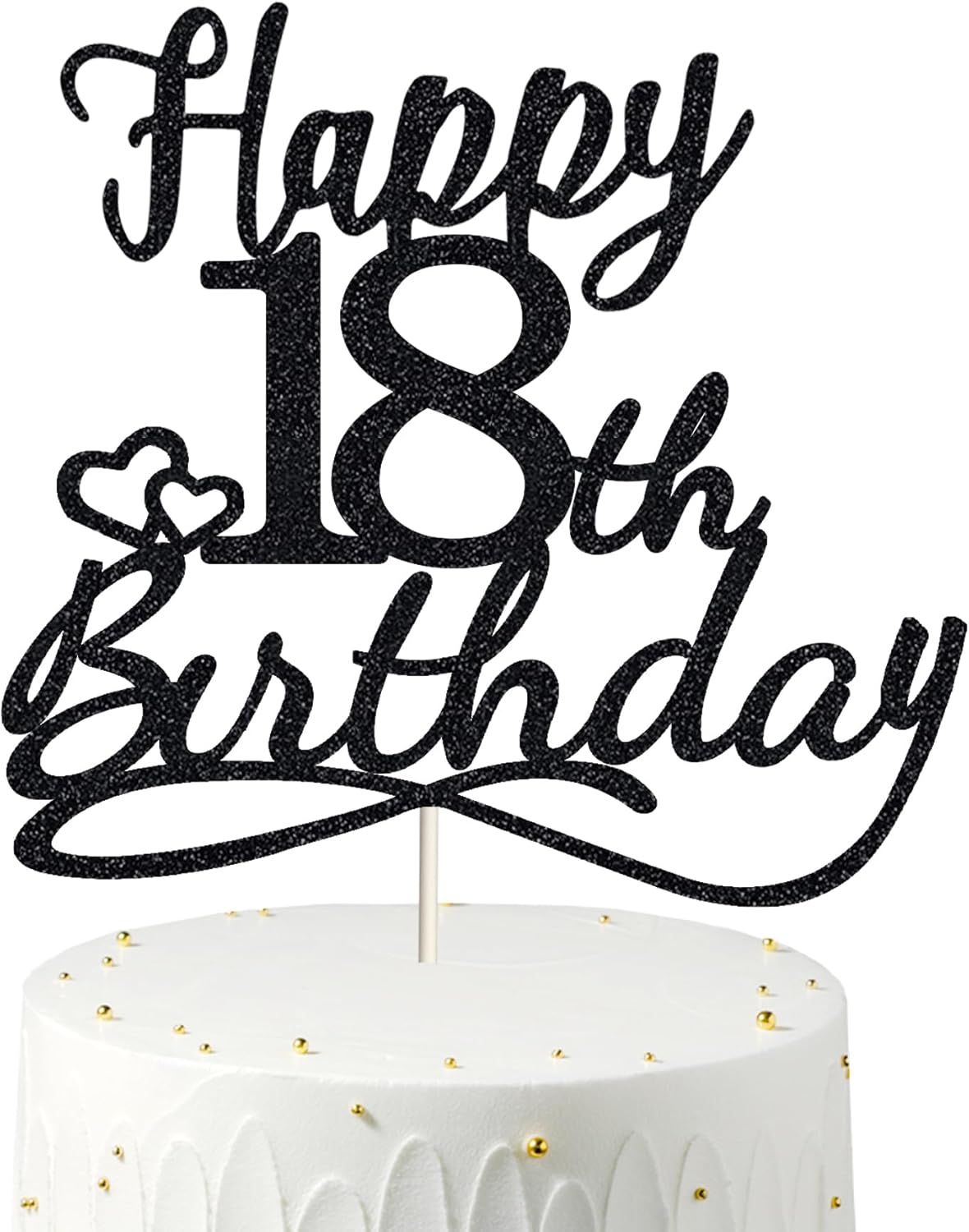 18 Birthday Cake Toppers-Black Double Sided Glitter, Funny 18th Cake ...