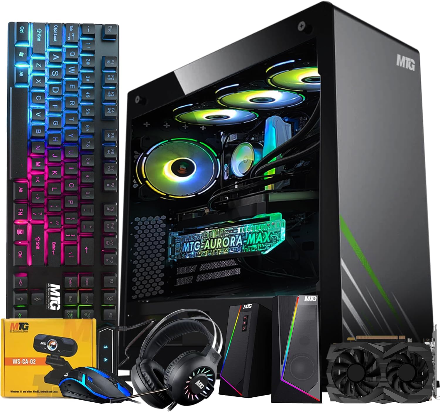 Amazon.com: MTG Aurora Max Gaming Tower PC- Intel i7 4th Gen, GTX 1660S ...