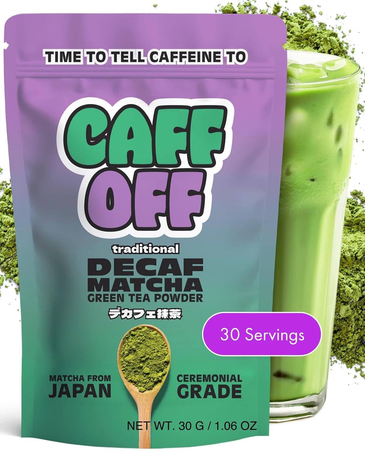 Amazon.com: Caff Off Decaf Matcha Green Tea Powder - Authentic ...
