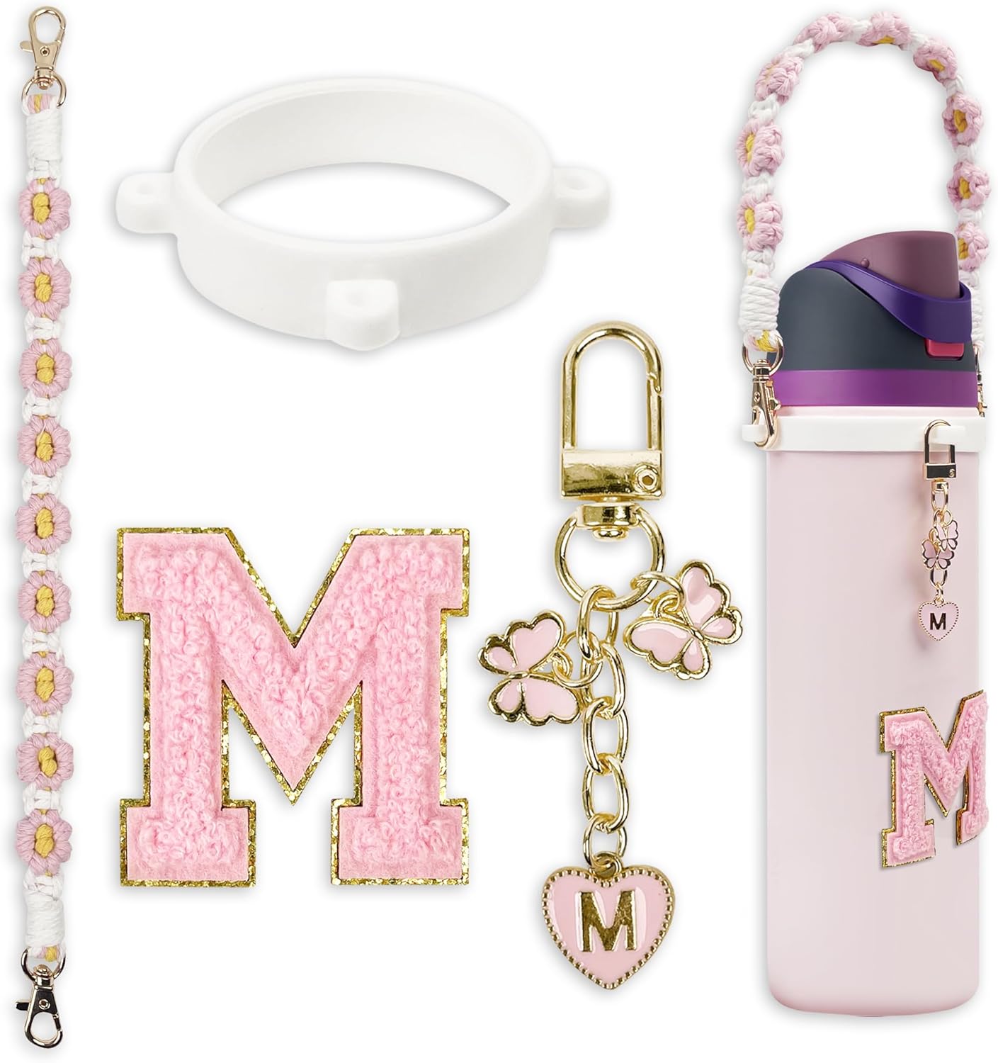 Amazon.com: Cute Letter Charm Set Compatible with Owala Water Bottle 24 ...