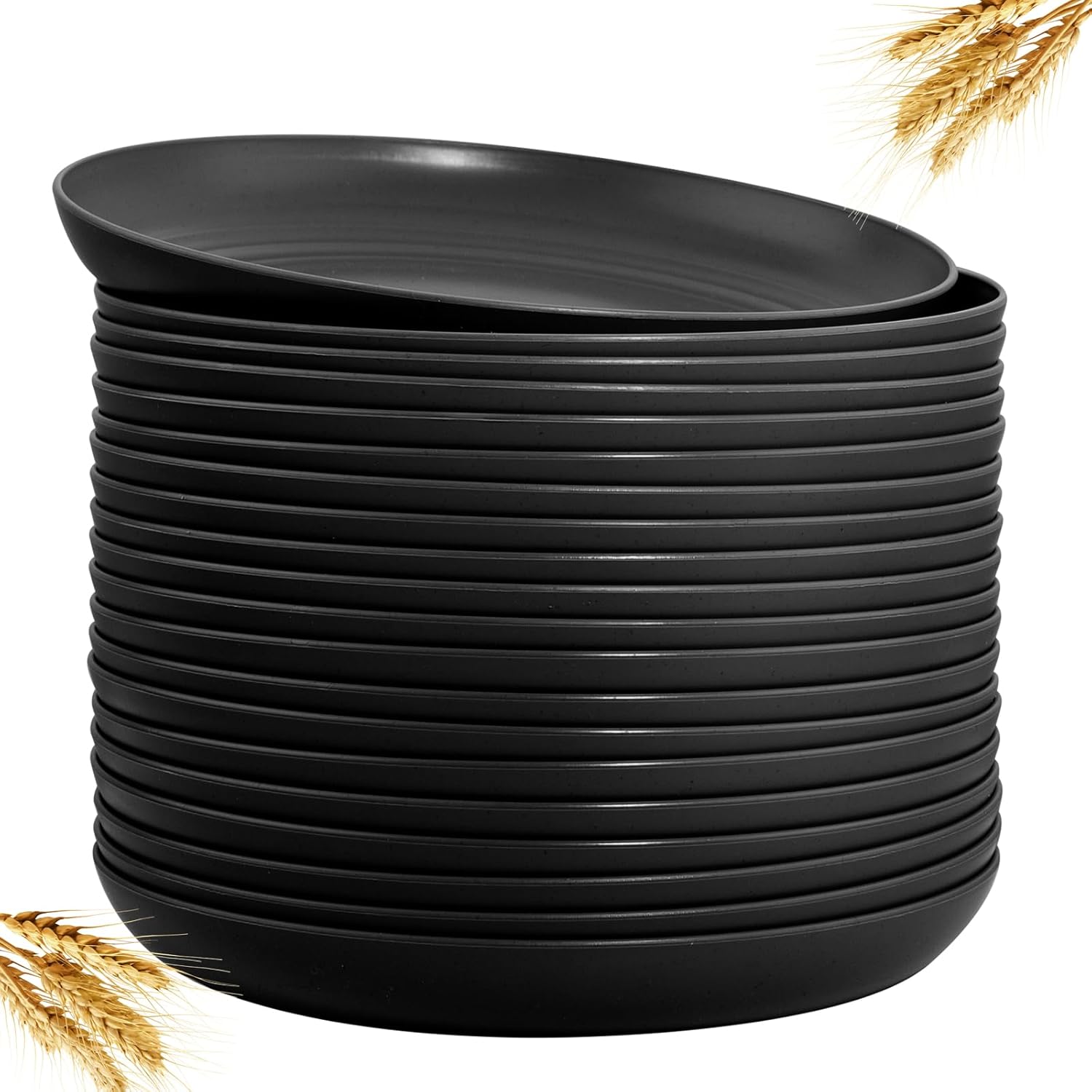 Amazon.com: LIYH 20 Pcs Wheat Straw Black Plastic Plates - 9 Inch ...