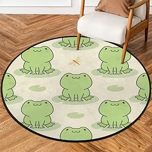 Amazon.com: Lovely Frogs Round Rug Cartoon Frog Non Slip Round Area Rug ...