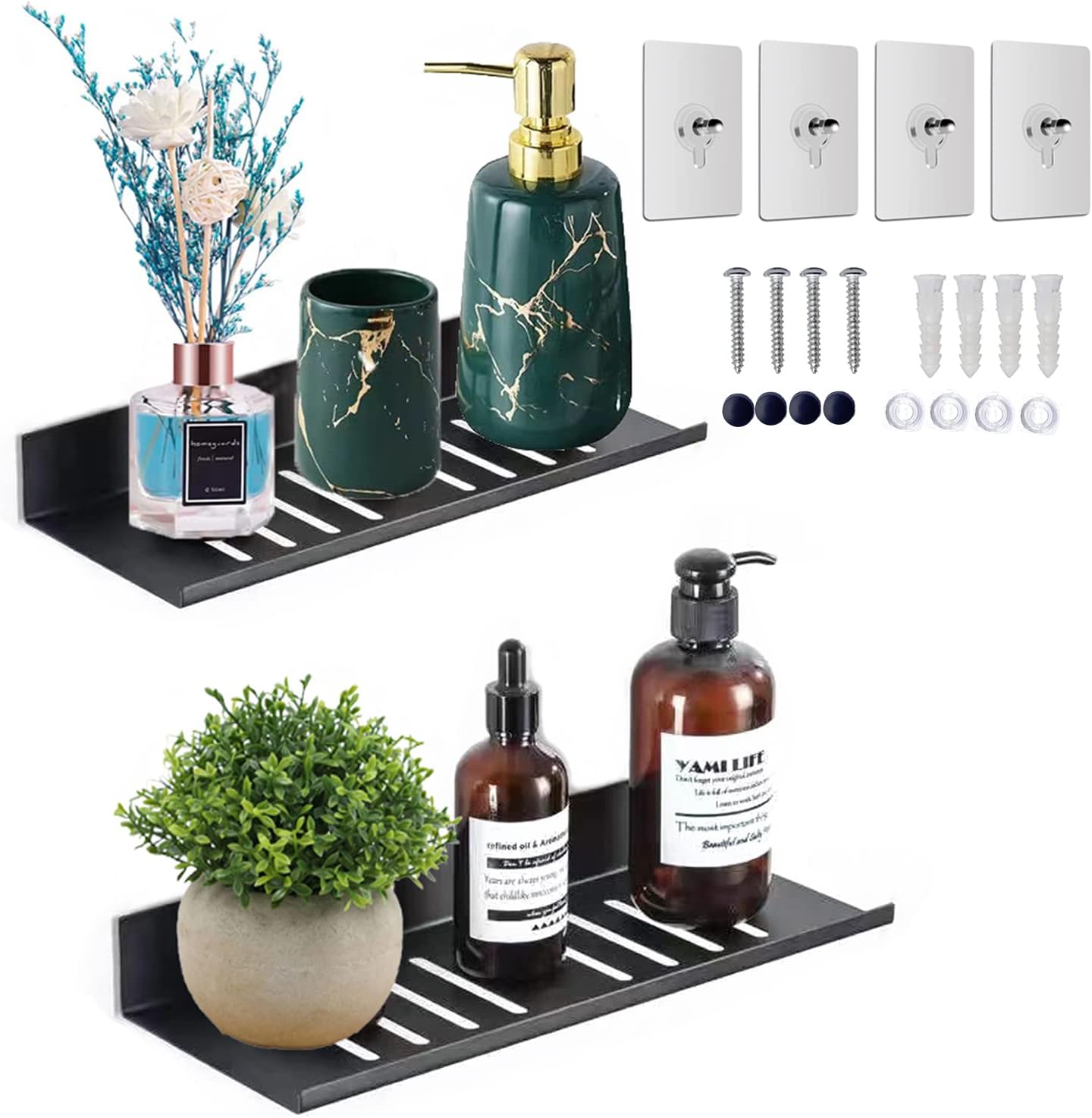 Bathroom Storage Shelves，Self Adhesive Shower Caddy，Stainless Steel ...