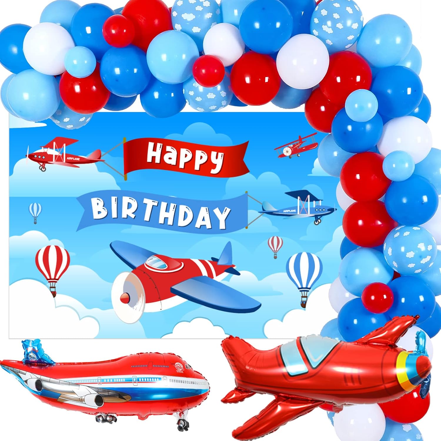 Amazon.com: Sursurprise Airplane Theme Birthday Party Decorations, Time ...