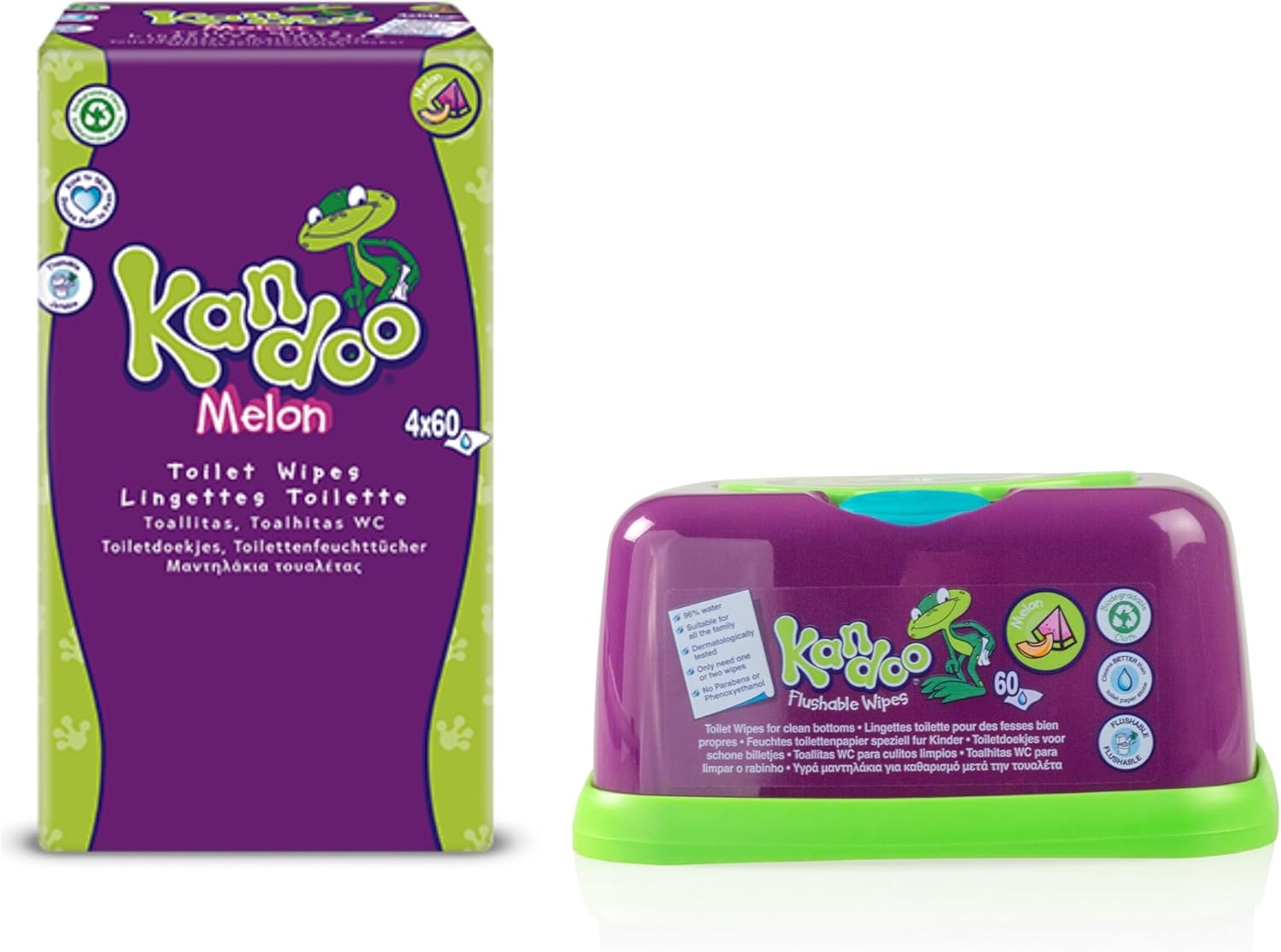 Kandoo Melon Sensitive Wipes | 4 Pack of 60 Wipes (4x60) |Total 240 Wipes + Melon TUB UK (60 ...