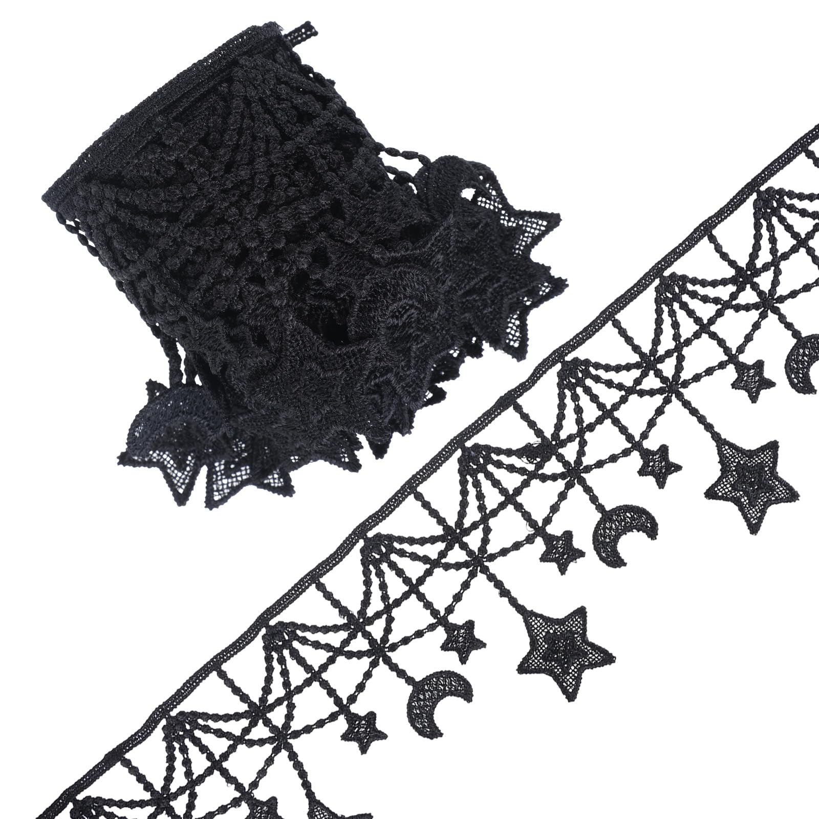 Amazon.com: 3 Yards Black Embroidered Lace Trim Black Star Ribbon ...