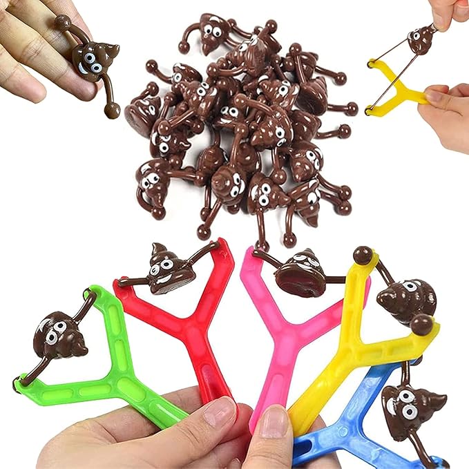Poop Slingshot Toy Set, 30pcs Poop Bullets and 5Pcs Catapult Poop ...