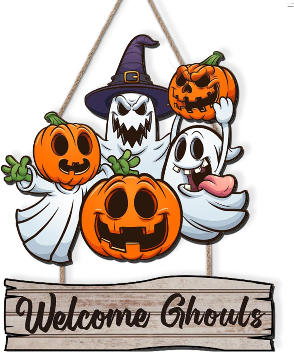 Amazon.com : Halloween Boo Hanging Signs Spooky, Large Size Wooden Boo ...