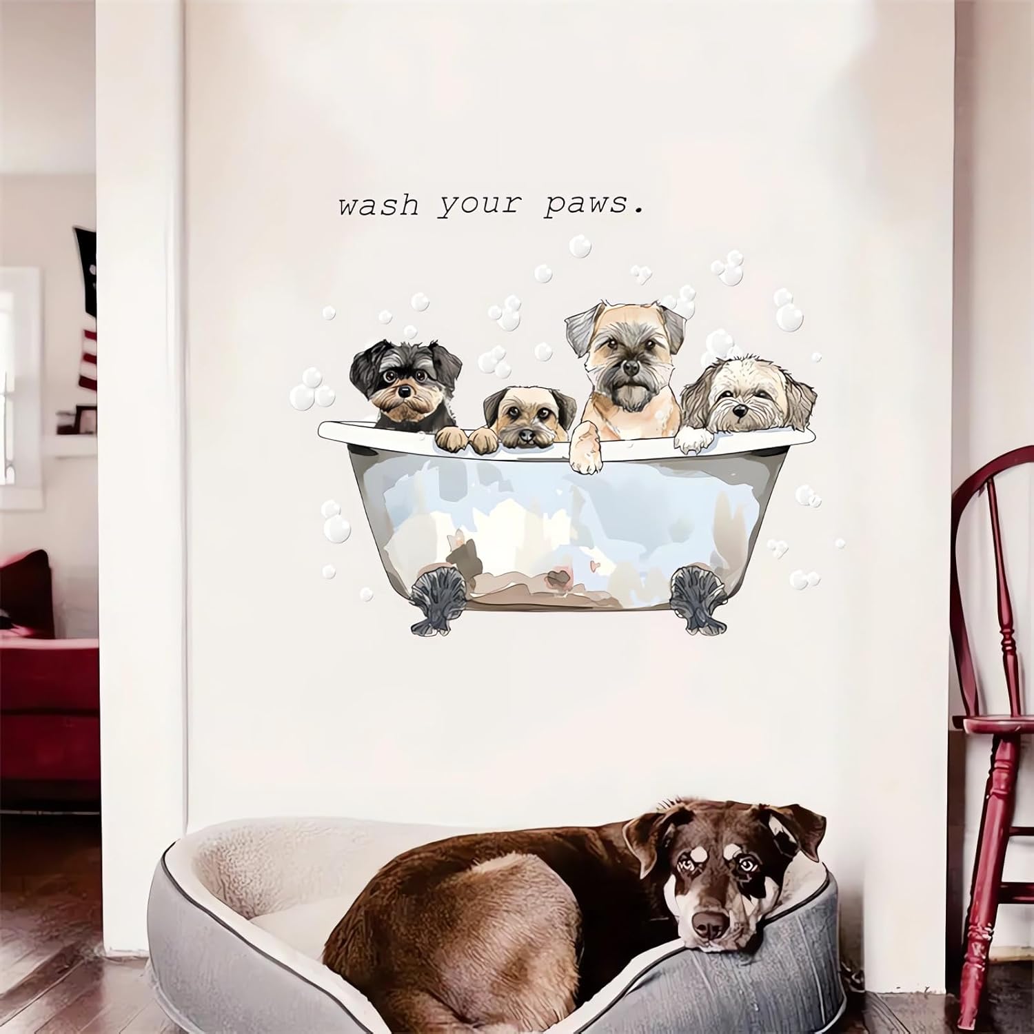 Amazon.com: Cute Puppy Bubble Bath Wall Stickers, sacinora Dog Bathtub ...