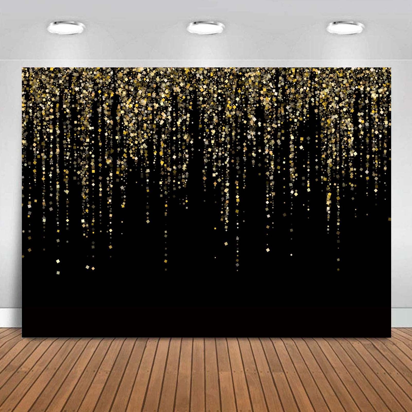 Amazon.com : MAQTT 7x5 FT Black and Gold Bokeh Party Backdrop Photo ...