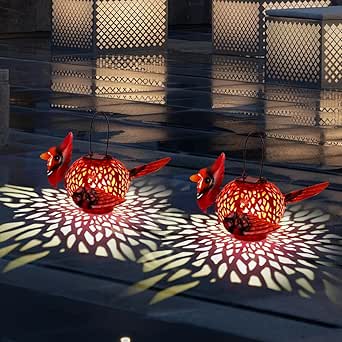 Amazon.com: VEWOLIGHT 2 Pack Cardinal Solar Lanterns Outdoor Hanging ...