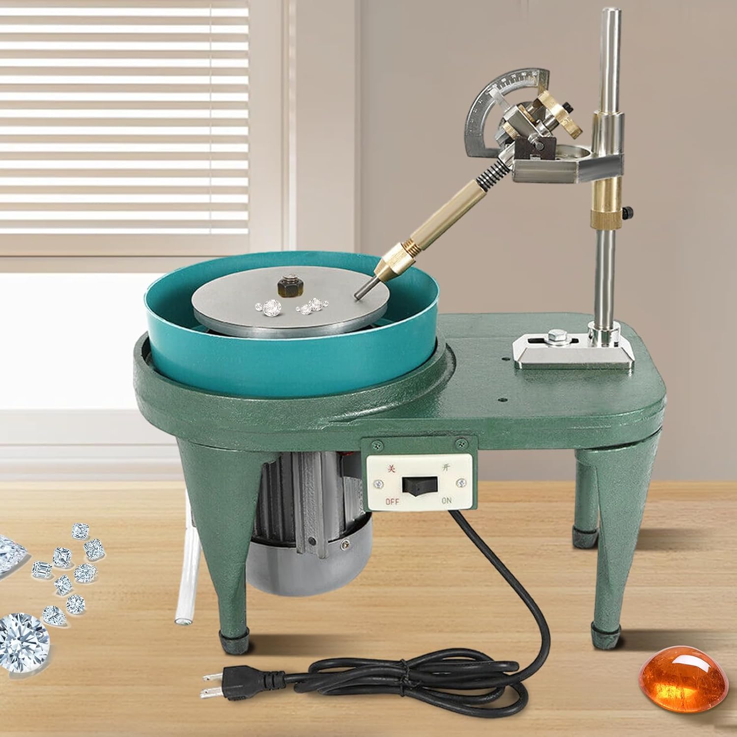 Gem Faceting Machine 6inch Plate Electric Gemstone Flat Grinder 180W ...