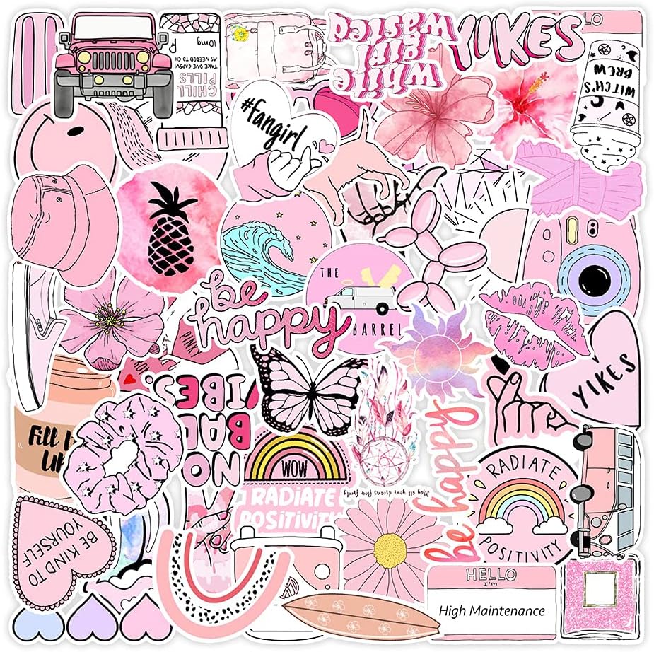 Amazon.com: Pink Stickers - 50 PCS Preppy Stickers Aesthetic Stickers ...