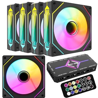 Amazon.com: RGB Fans:5pack 120mm PWM ARGB Case Fan with Fan Hub and ...