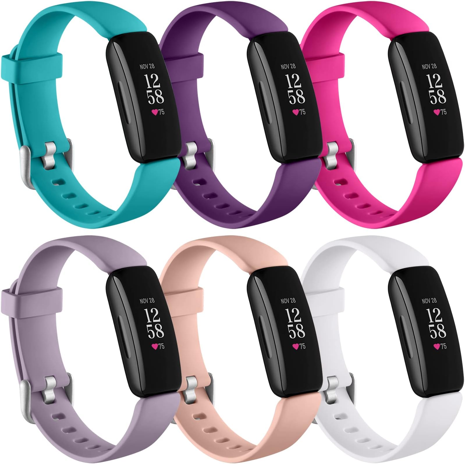 Amazon.com: PACK 3 Silicone Bands for Fitbit Inspire HR & Fitbit ...
