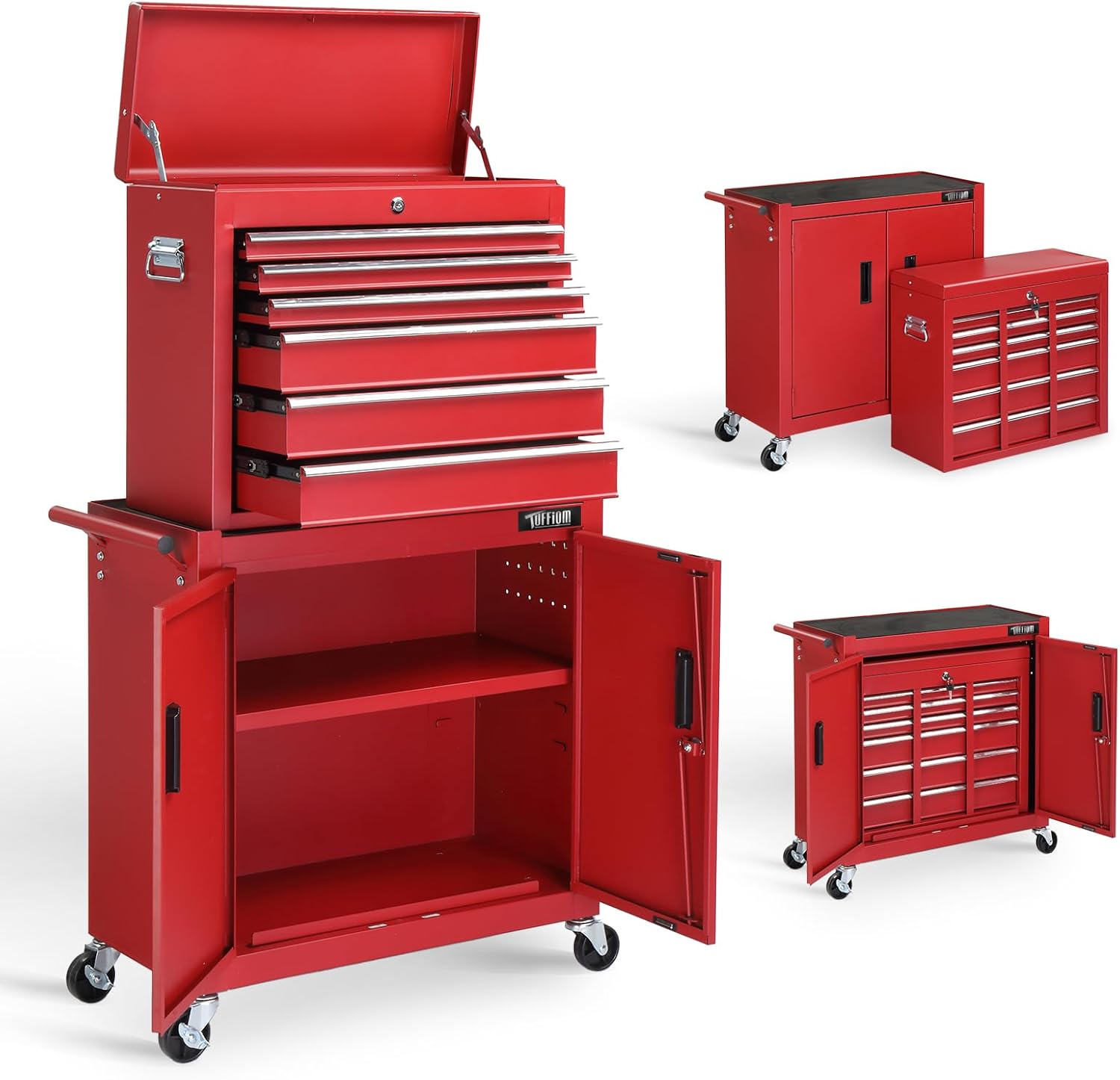 Amazon.com: TUFFIOM 6-Drawer Rolling Tool Chest w/Lock, 3-in-1 Tool ...