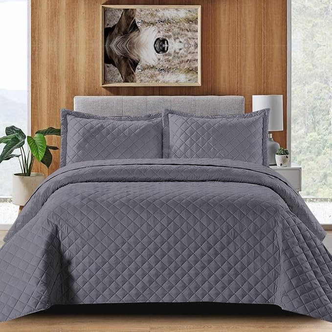 B&B Super King Size Bedspread Bed Throw Embossed Pattern Reversible ...
