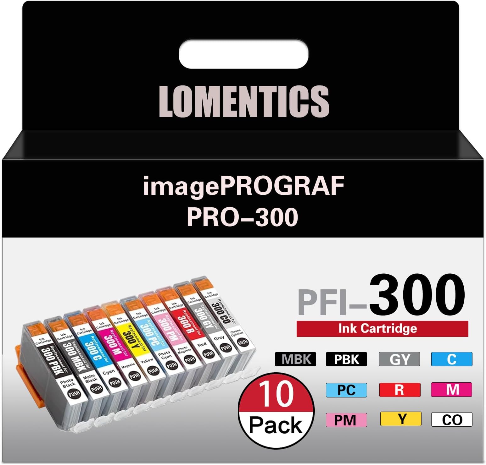 Amazon.com: PFI-300 PFI 300 Ink Cartridges High Yield (10-Pack,1MBK/1PBK/1C/1M/1Y/1PM/1PC/1R/1GY ...