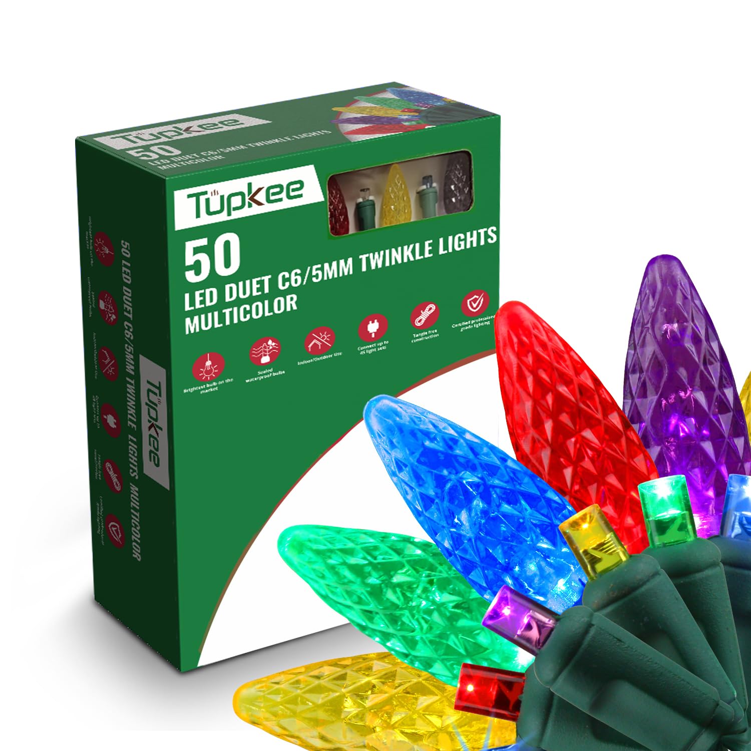 Amazon.com : Christmas LED Duet C6/5mm Twinkling Lights – Multicolor ...