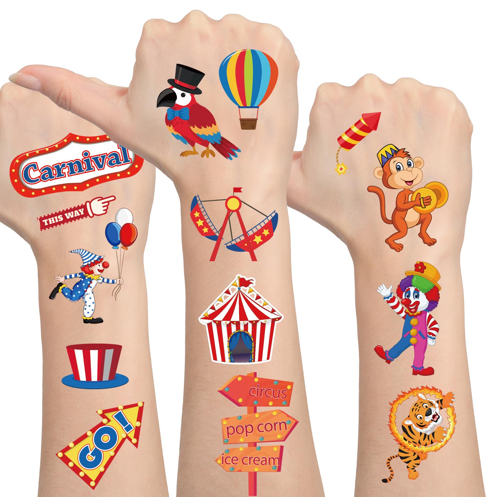 Amazon.com : 336Pcs(24 Sheets) Circus Temporary Tattoos for Kids - 112 ...