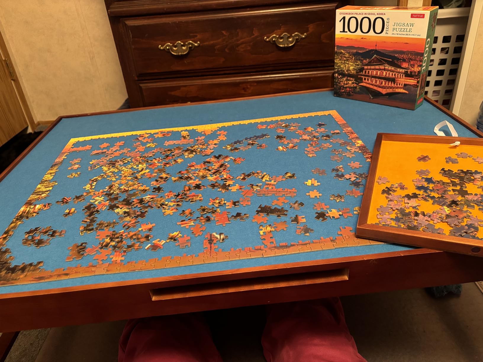 Tektalk Jigsaw Puzzle Table with 6 Colorful Drawers, Puzzle Board with ...