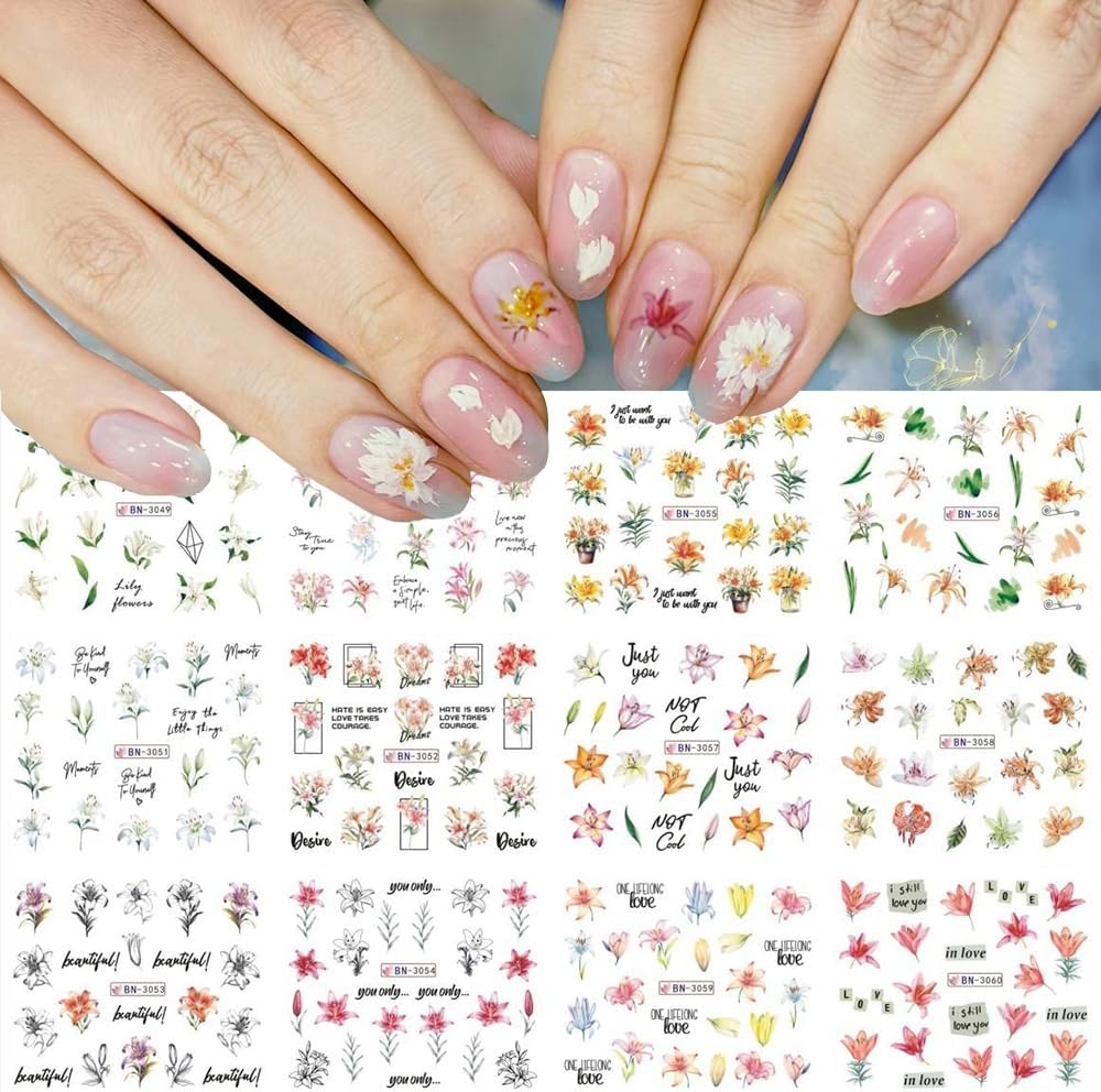 Amazon.com: Flower Nail Art Stickers, Flower Nail Decals Summer Daisy ...